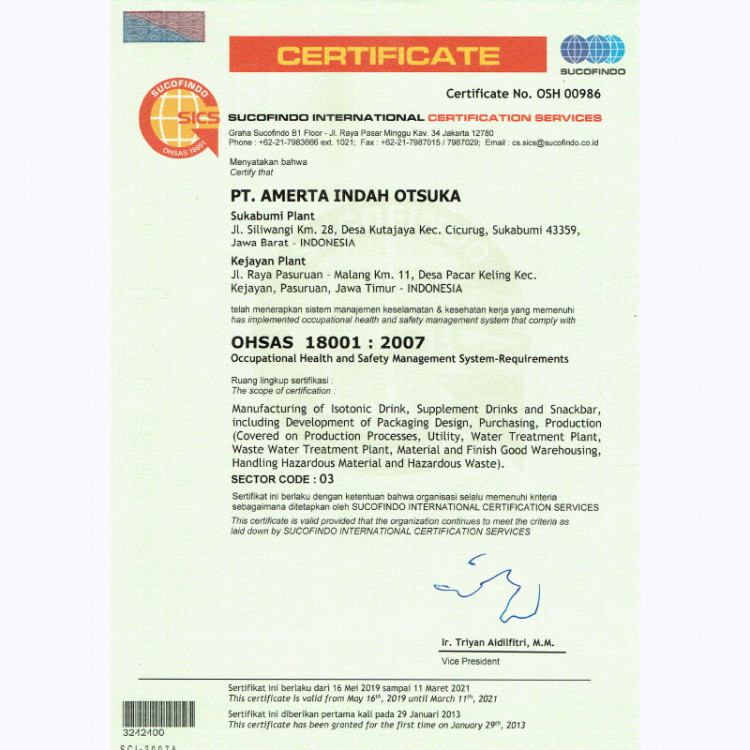 HEALTH AND SAFETY MANAGEMENT SYSTEM - OHSAS 18001