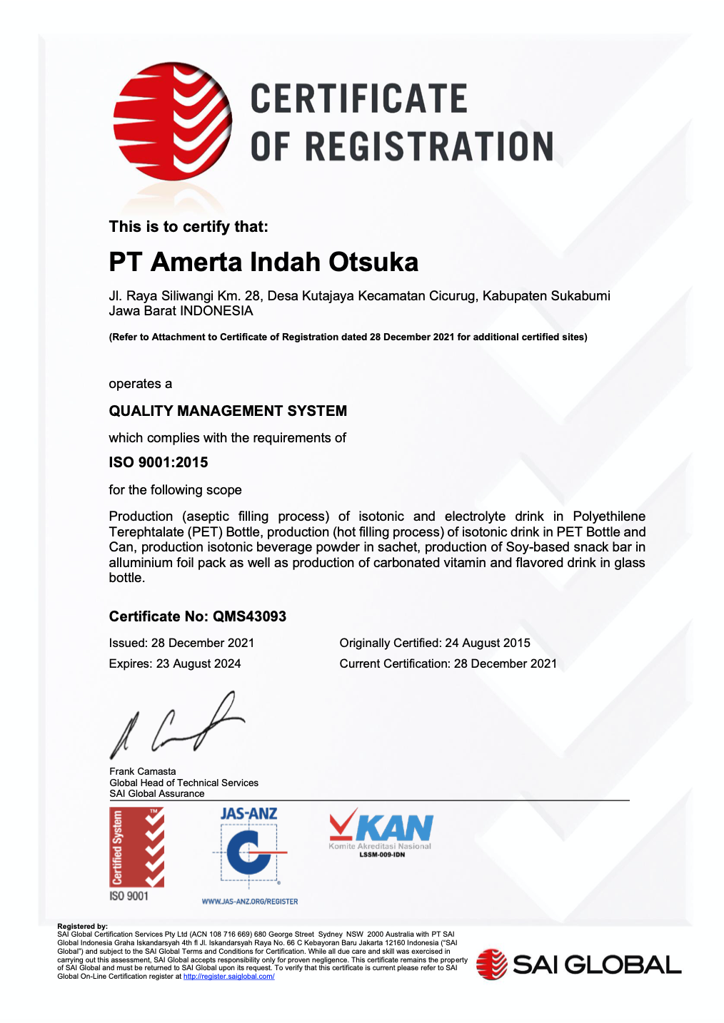 QUALITY MANAGEMENT SYSTEM ISO 9001